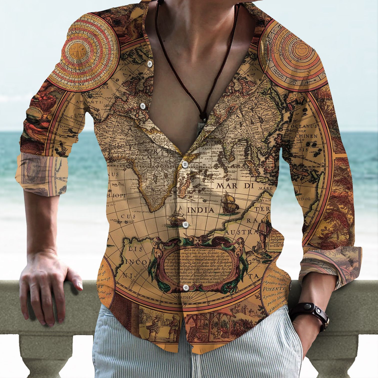 Map Cotton Linen Printed Shirt, Chicago Transit Map Men and Women ...